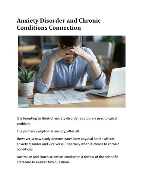 Ppt Anxiety Disorder And Chronic Conditions Connection Powerpoint Presentation Id 12083392