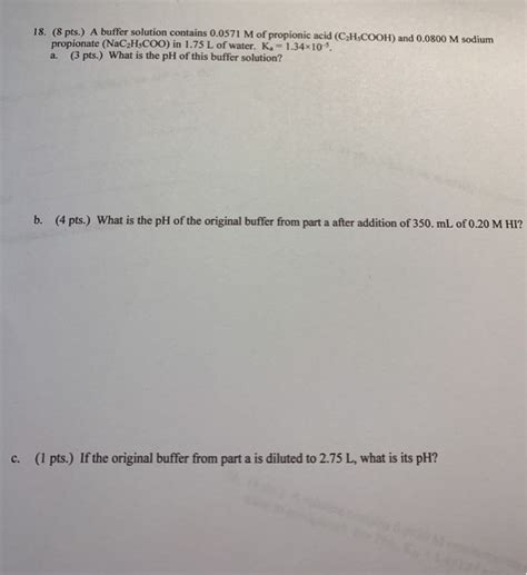 solved 18 8 pts a buffer solution contains 0 0571 m of