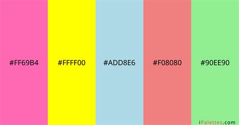 Mlp Color Palette And Colors Ff69b4 Ffff00 Add8e6 F08080 90ee90