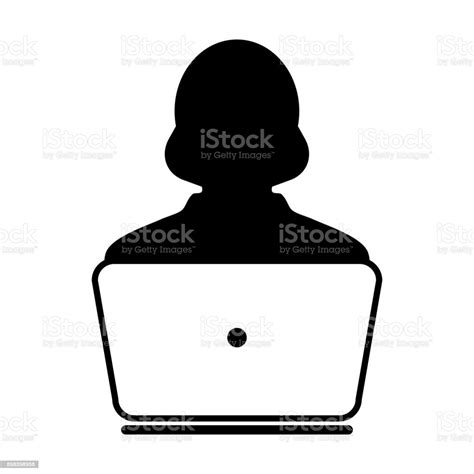 사용자 아이콘 벡터 문양 그림 기호에 비즈니스 및 온라인 통신 네트워크에 대 한 노트북 컴퓨터 여성 사람 프로필 아바타