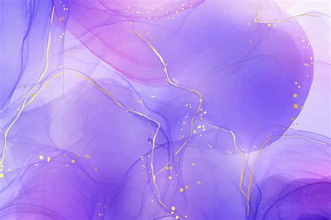 황금 선이있는 보라색 라벤더 액체 수채화 대리석 배경 파스텔 퍼리윙클 알코올 잉크 그리기 효과 웨딩 초대 메뉴 Rsvp에 대한 벡터 일러스트 디자인 템플릿 0명에 대한 스톡