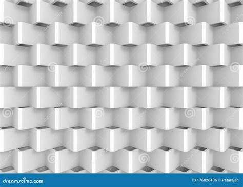 3d Rendering Top View Of Abstract White Zigzag Panels Wall Background