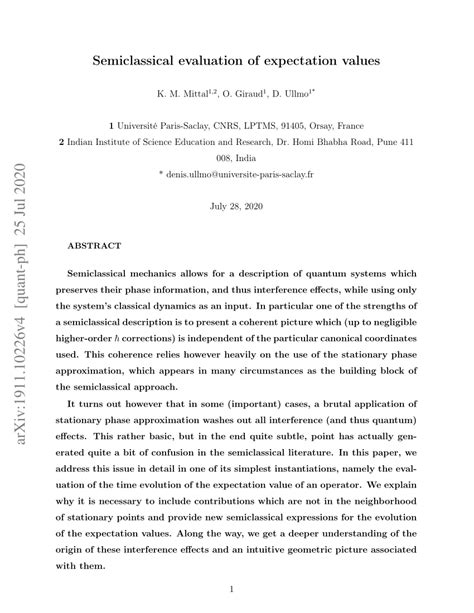 pdf semiclassical evaluation of expectation values