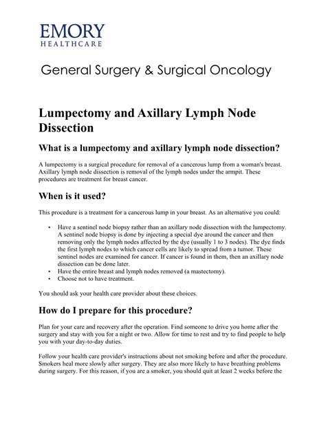 Lumpectomy And Axillary Lymph Node Dissection What Is A Lumpectomy And Axillary Lymph Node