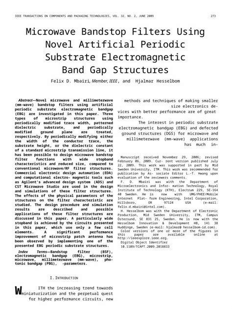 Docx Microwave Bandstop Filters Using Novel Artificial Periodic