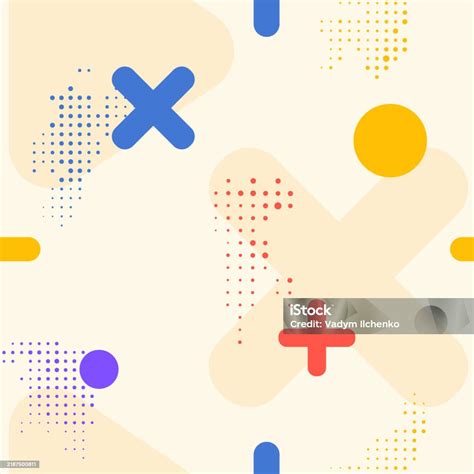 벡터 일러스트 레이 션 생생한 색상 매끄럽고 시원한 밝은 네오 배경 멤피스 패턴 모양과 하프톤 도트 소셜 미디어 템플릿 웹 배너를 위한 디자인 요소 레트로 펑키 그래픽