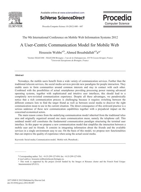 Pdf A User Centric Communication Model For Mobile Web