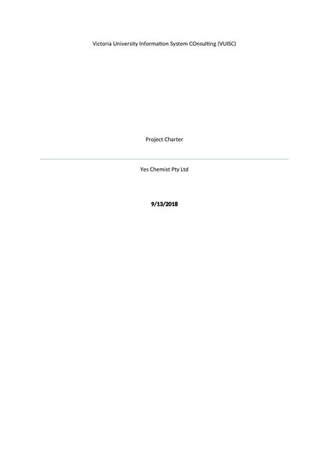 Victoria University Yes Chemist Sap S 4hana Project Charter