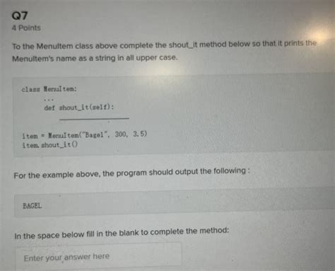 Solved Q7 4 Points To The Menultem Class Above Complete The