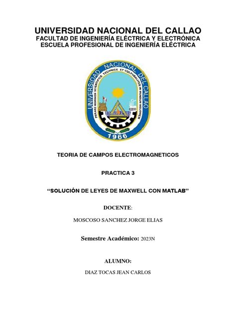 Solución De Leyes De Maxwell Con Matlab Practica 3 Pdf