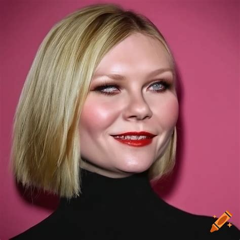Kirsten Dunst With Straight Bob Haircut And Black Turtleneck Sweater On Craiyon