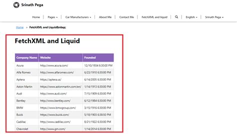power apps portal 14 display entity list using fetchxml and liquid