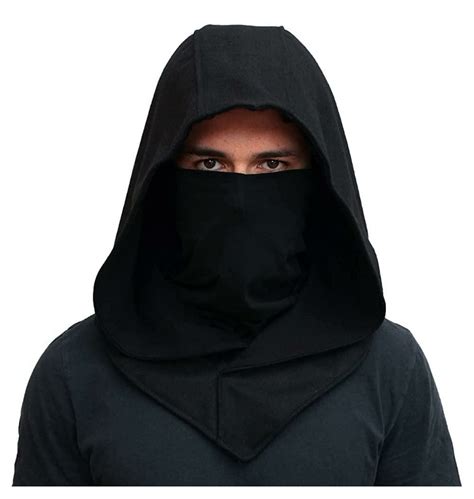 Sic Hoods 북미 내수용 어쌔신 후드 마스크 울 방한모 손쉬운 조절 가능한 캐주얼 코스프레 차콜 티몬