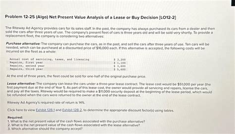 Solved Problem 12 25 Algo Net Present Value Analysis Of A