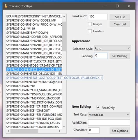 Listboxes And Tooltips Building Openinsight 10