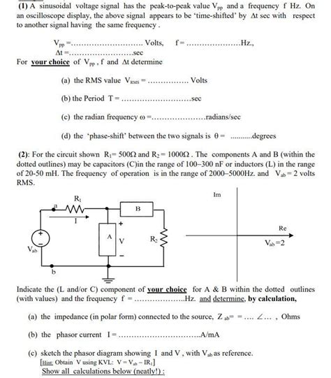 Solved A Sinusoidal Voltage Signal Has The Peak To Peak Chegg