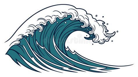 Powerful Ocean Wave Design Sea And Nature Force Illustration Vector Design Generative Ai Stock