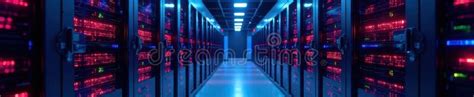 Rows Of Sleek Server Racks In A Modern Data Center Machine Mainframe Clean Stock