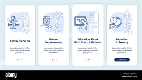 Solutions To Overpopulation Light Blue Onboarding Mobile App Screen Stock Vector Image And Art Alamy