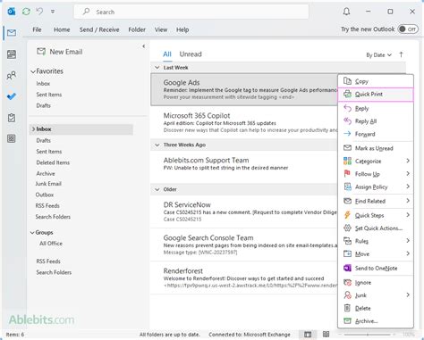 how to print emails and attachments in outlook