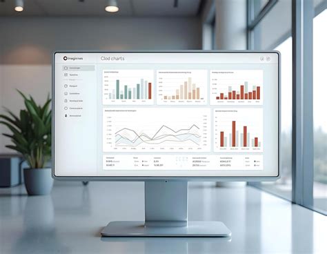 Modern Data Analytics Dashboard On Desktop Screen Premium Ai Generated Image