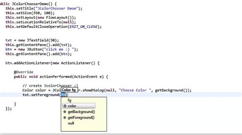 Java Swing Jcolorchooser Demo Youtube