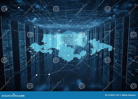 Cloud Computing Data Center Conceptual Illustration Generative AI Stock Illustration