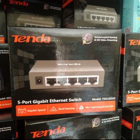 Tenda Teg1005d 5 Port Gigabit Ethernet Switch Hub 1000 Mbps Metal Lazada Indonesia