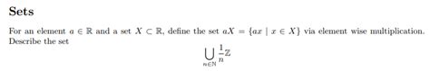 solved sets for an element a∈r and a set x⊂r define the set