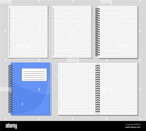 Vector Spiral Notebook Set Collection Of 5 Cut Out Illustrations Of