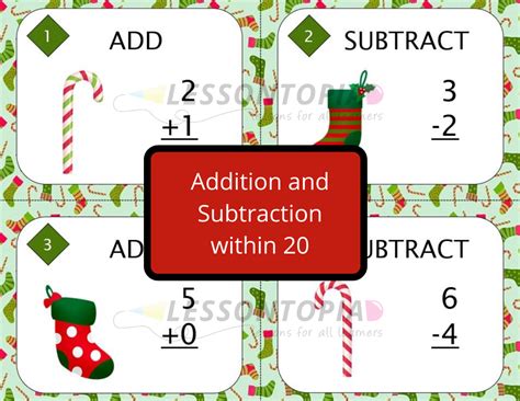Addition And Subtraction Task Cards Christmas Bundle Classful