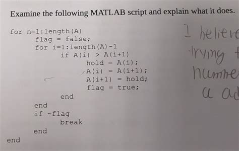 Solved Examine The Following Matlab Script And Explain What