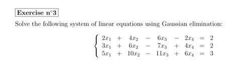 Solved Exercise N Solve The Following System Of Linear Chegg