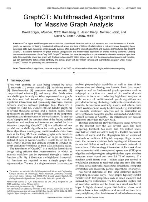 Pdf Graphct Multithreaded Algorithms For Massive Graph Analysis