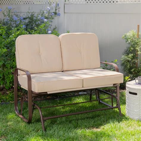 Barton Outdoor Rocking Chair With Cushion Glider Bench 2 Person
