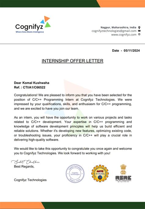 Komal Kushwaha On Linkedin Internship Cprogramming C Careergrowth