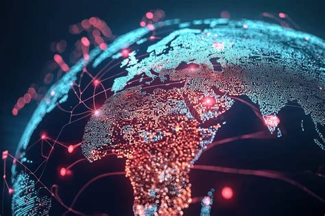 Global Network Of Data Points Connecting Continents Through Ai And Big Data This Visualization