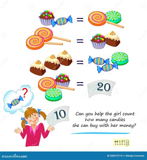 can you help the girl count how many candies she can buy with her money