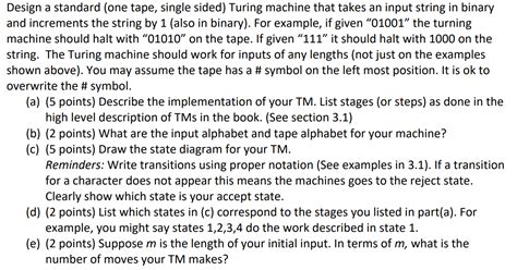 design a standard one tape single sided turing