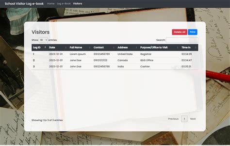 School Visitor Log E Book Using Php And Mysql With Source Code