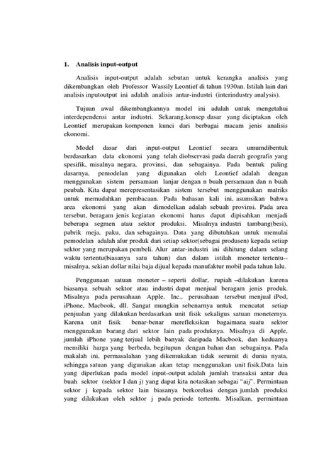 makalah analisis input output pdf