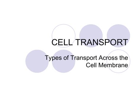 Cell Transport Diffusion Osmosis Active Transport