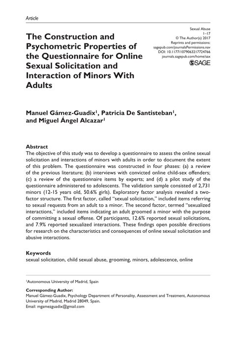 Pdf The Construction And Psychometric Properties Of The Questionnaire
