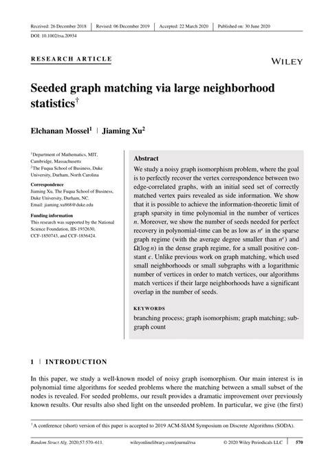 seeded graph matching via large neighborhood statistics request pdf