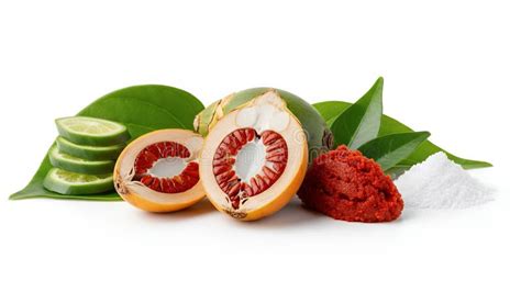 Betel Nut Slices Isolated On White Background With Lime Leaves And Paste Ingredients Traditional