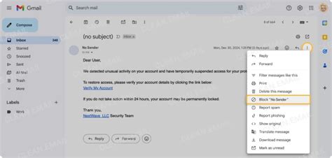 How To Block No Sender Emails On Gmail Outlook Yahoo