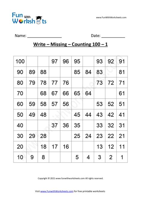 Free Printable Worksheets Complete Reverse Counting Archives Page 3 Of 3 Fun With Worksheets