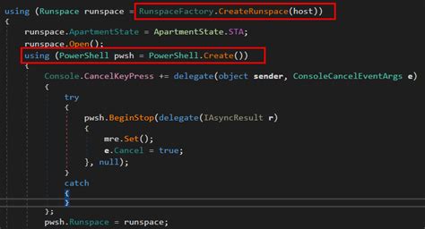 Figure 4 Creating Powershell Runspace Cyble