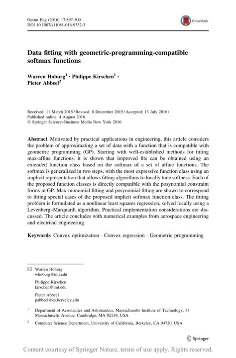 data fitting with geometric programming compatible softmax functions