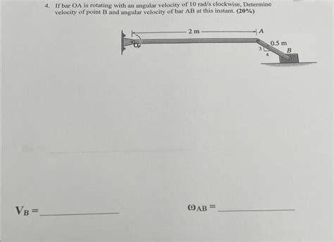 Solved If Bar OA Is Rotating With An Angular Velocity Of Chegg Com
